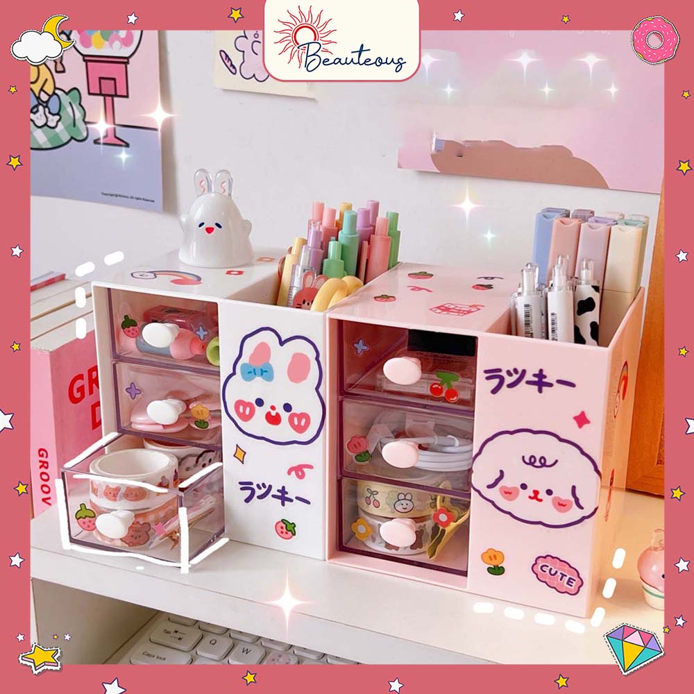 Jual Kotak Laci Mini Tempat Make Up Storage Tempat Pensil Stackable ...