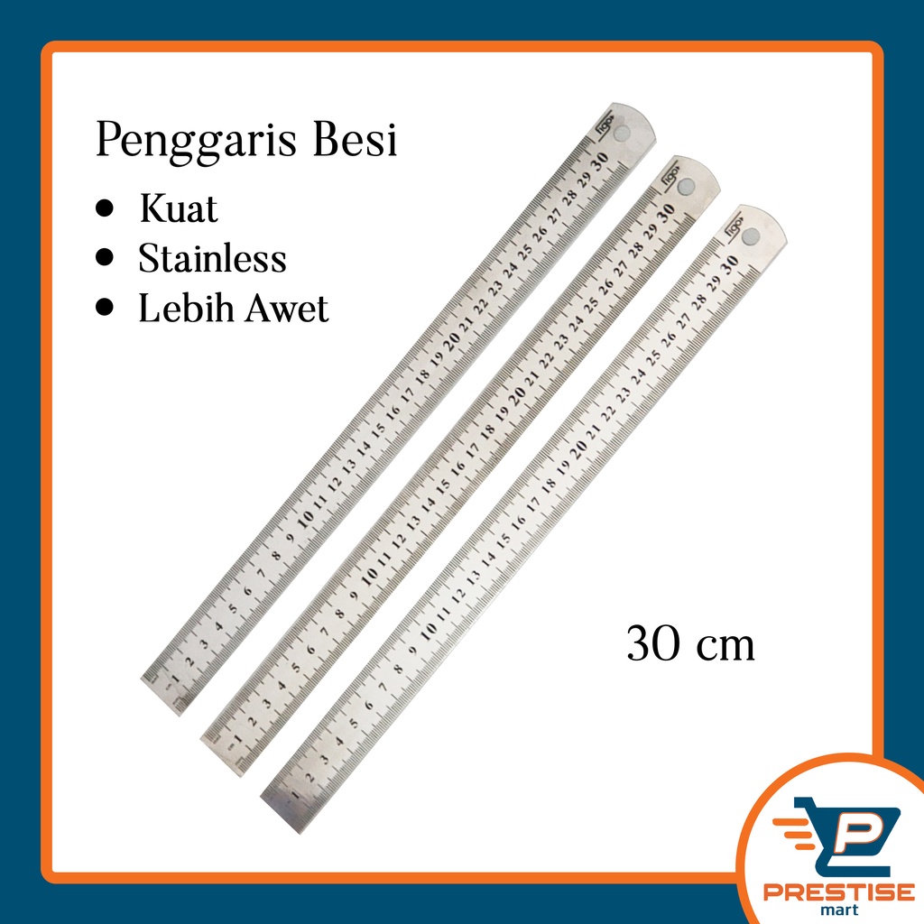 Jual PENGGARIS BESI 30CM - Ruler Stainless Penggaris Besi Perlengkapan ...
