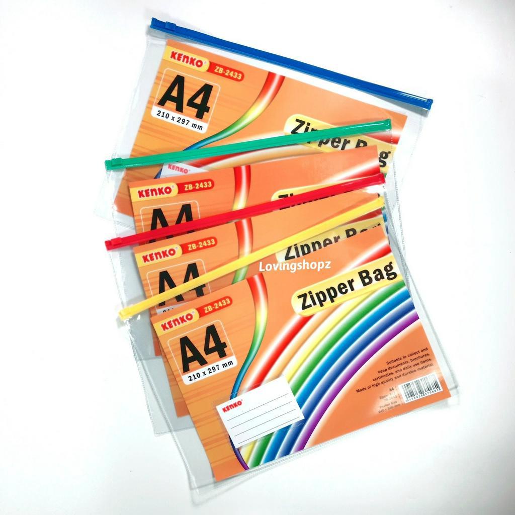 Jual ZIPPER BAG A4 KENNKO / MAP DOKUMEN PLASTIK PVC/KENNKO Zipper Bag ...