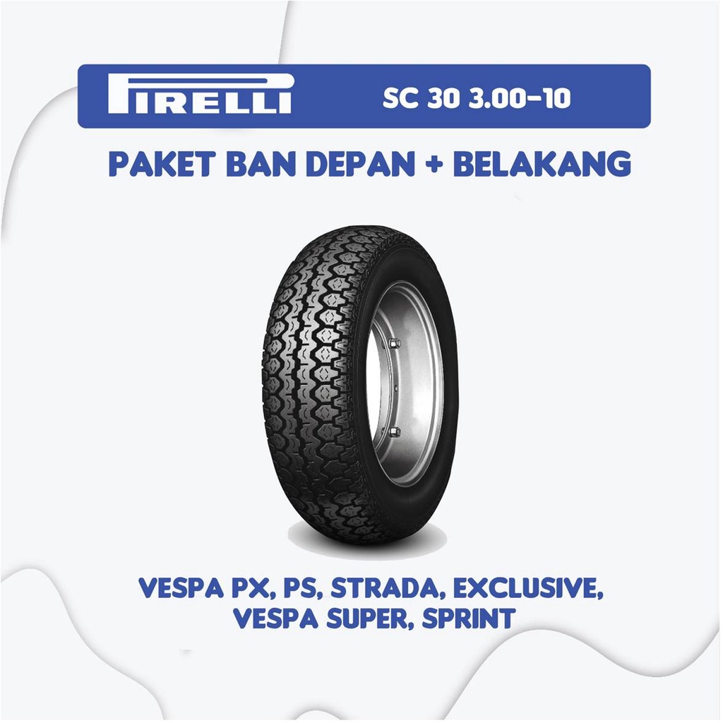 Jual Paket Ban Pirelli SC 30 3.00-10 Untuk Vespa Px, Ps, Strada ...