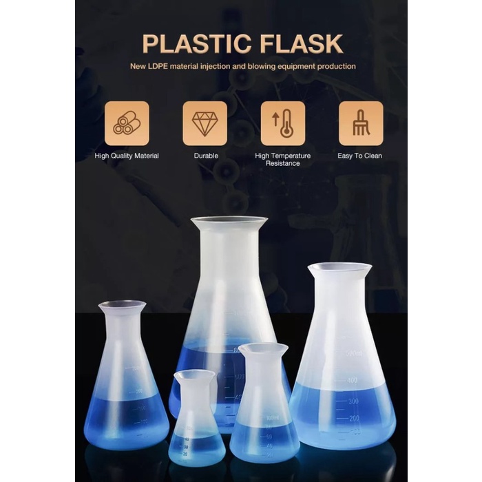 Jual Gelas Tabung Ukur Lab Labu Erlenmeyer Flask Gelas Ukur Bentuk Labu Kerucut - 50ml | Shopee ...