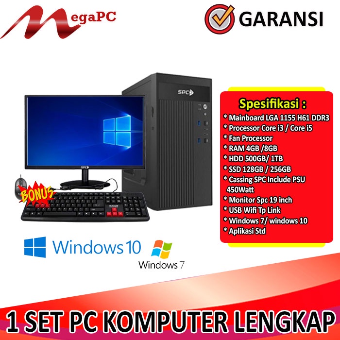 Jual 1 Set Pc Komputer Rakitan Lengkap Plus Monitor 19 inch | Shopee ...