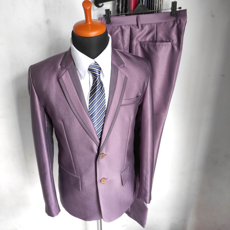 Jual Podo Moro 1 stel jas semi woll kilap DENIM, SAGE GREEN jas wedding ...