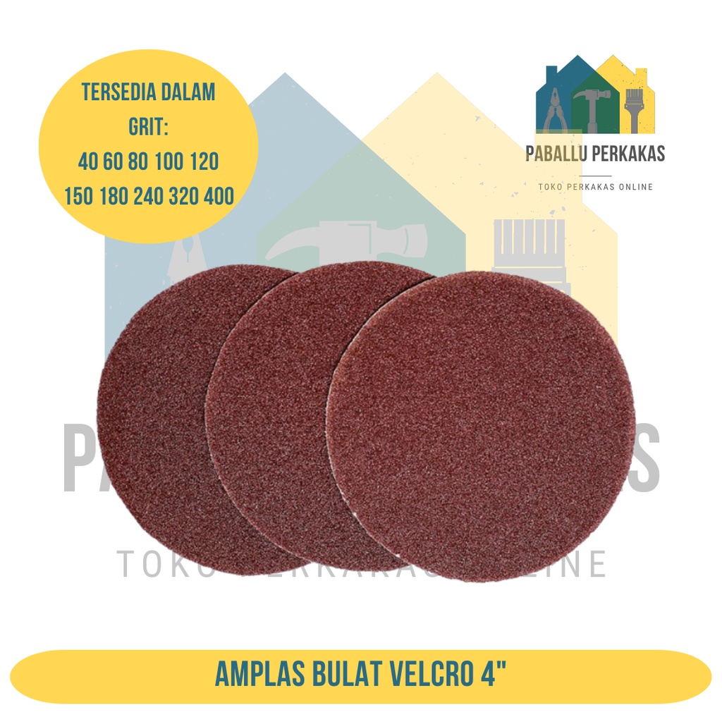 Jual Amplas bulat velcro 4" Inchi / Amplas Tempel Bulat Gerinda Sanding ...