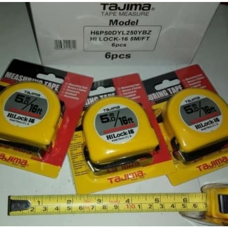 Jual TAJIMA Hilock - 16 measuring Tape made in TAJIMA Meteran Rol 5 meter 16 ft | Shopee Indonesia