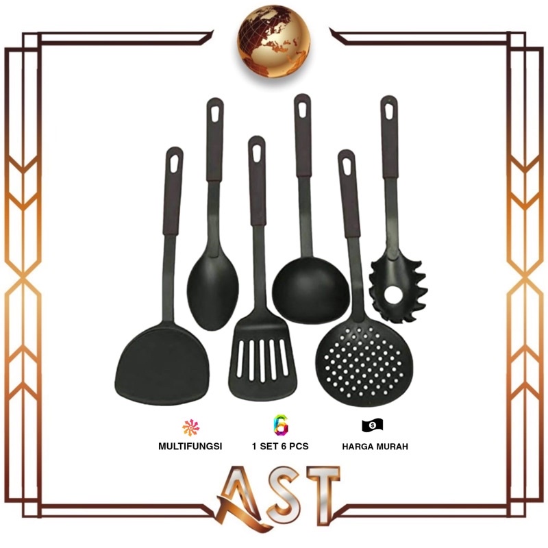 Jual Spatula Kitchen Set 6in1 Alat Cooking Sutil sodek Plastik Warna ...
