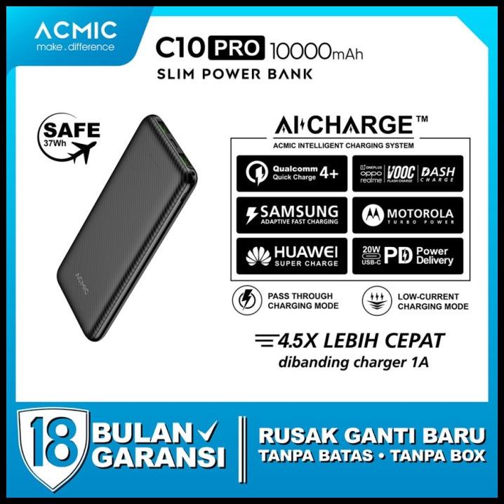 Jual Acmic C10Pro 10000Mah Powerbank Quick Charge 3.0 + Pd Power Delivery | Shopee Indonesia