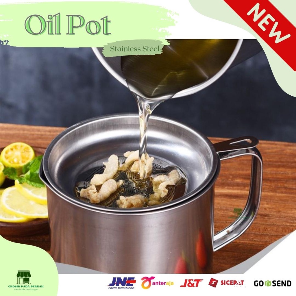Jual Oil Pot Wadah Saringan Minyak Stainles Steel Gelas Saringan Minyak ...