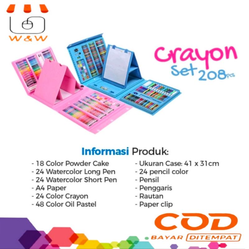 Jual Art Set 250-150 Crayon Mewarnai Pensil Gambar Krayon Menggambar ...