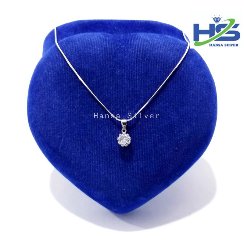 Jual Kalung Perak Wanita Silver Asli 925 Lapis Emas Putih Model ...