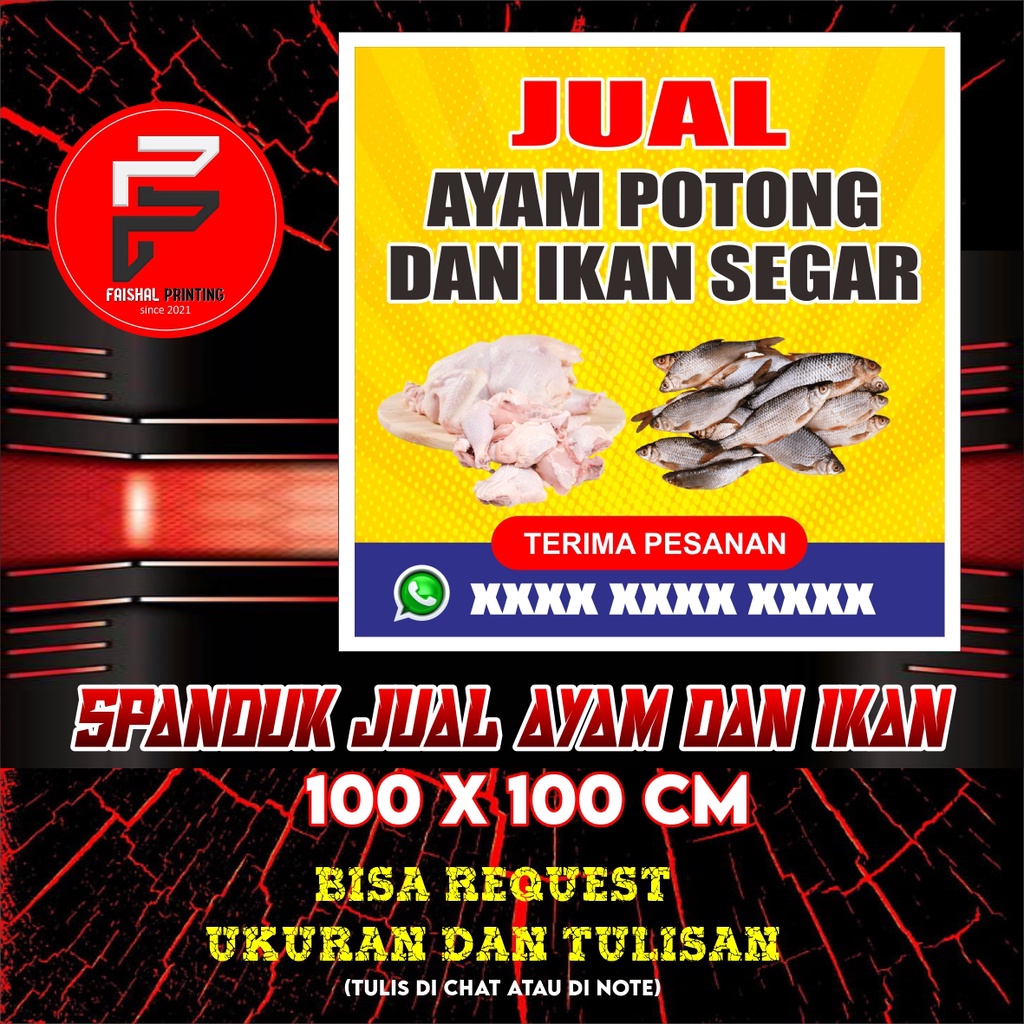 Jual Spanduk Banner Jual Ayam Potong dan Ikan Segar Ukuran 1 x m meter ...