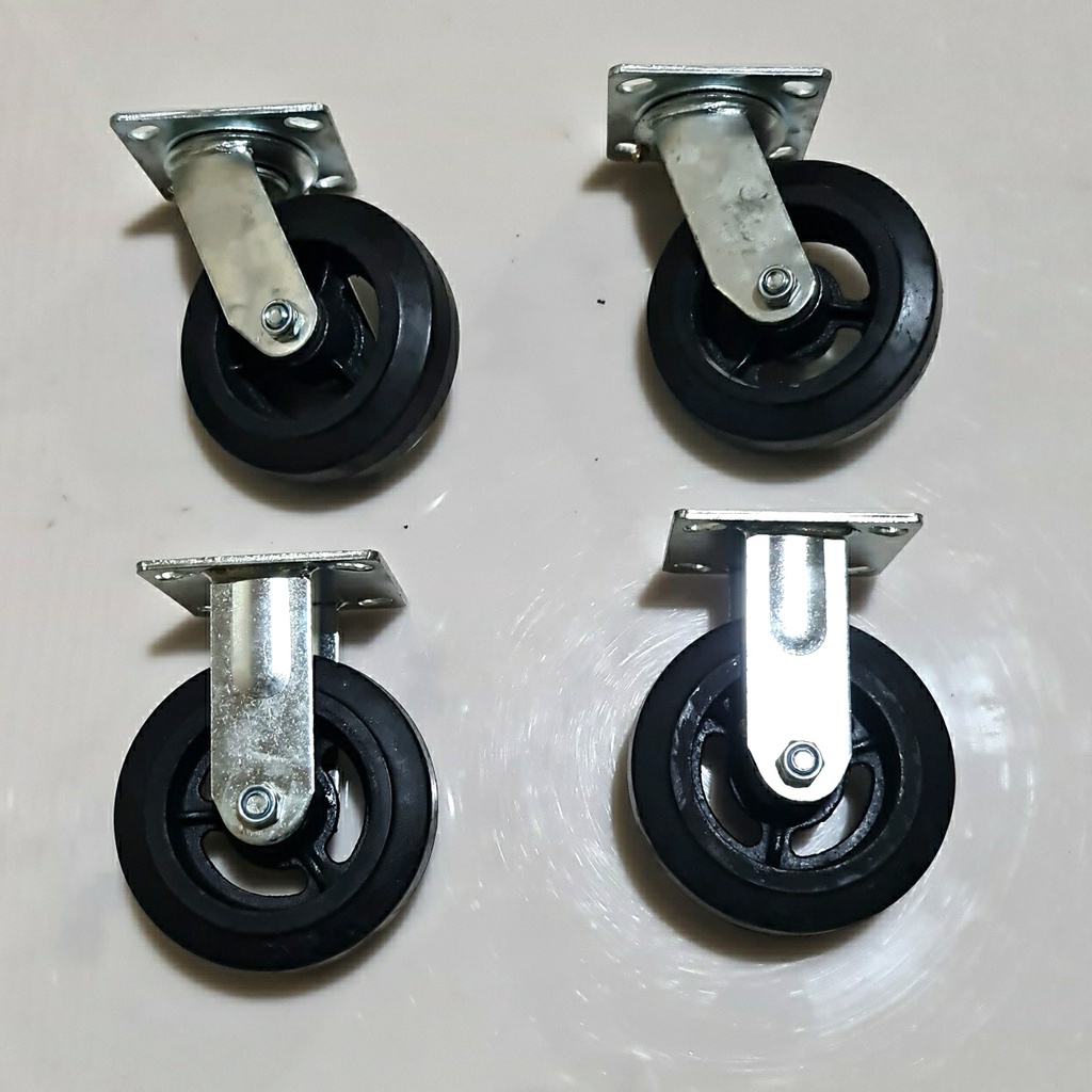 Jual Roda 5 inch karet hd heavy duty hidup/mati | Shopee Indonesia