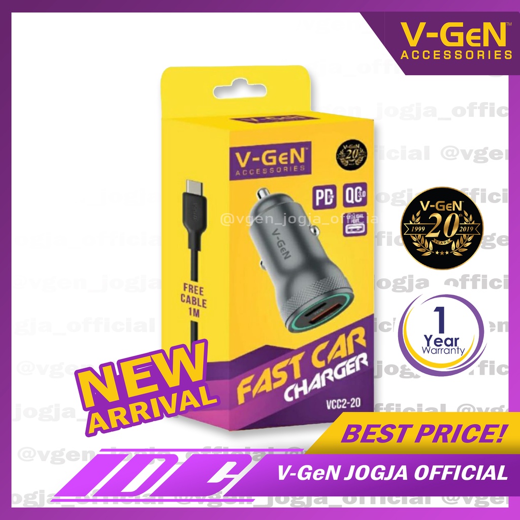 Jual Car Charger V-GeN VCC2-20 QC3.0 PD 20W Dual Port Fast Charging ...