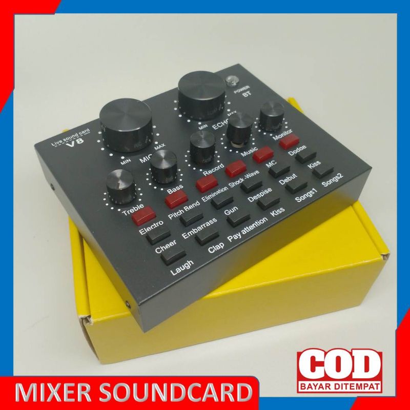 Jual MIXER AUDIO MINI SOUNDCARD V8 BLUETOOTH FULL EFFECT RECORDING ...