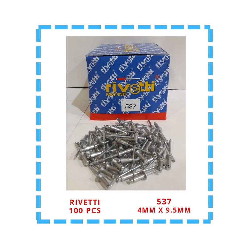 Jual Isi 100 Pcs Paku Rivet Merk Rivetti 537 Ukuran 4mm x 9.5mm ...