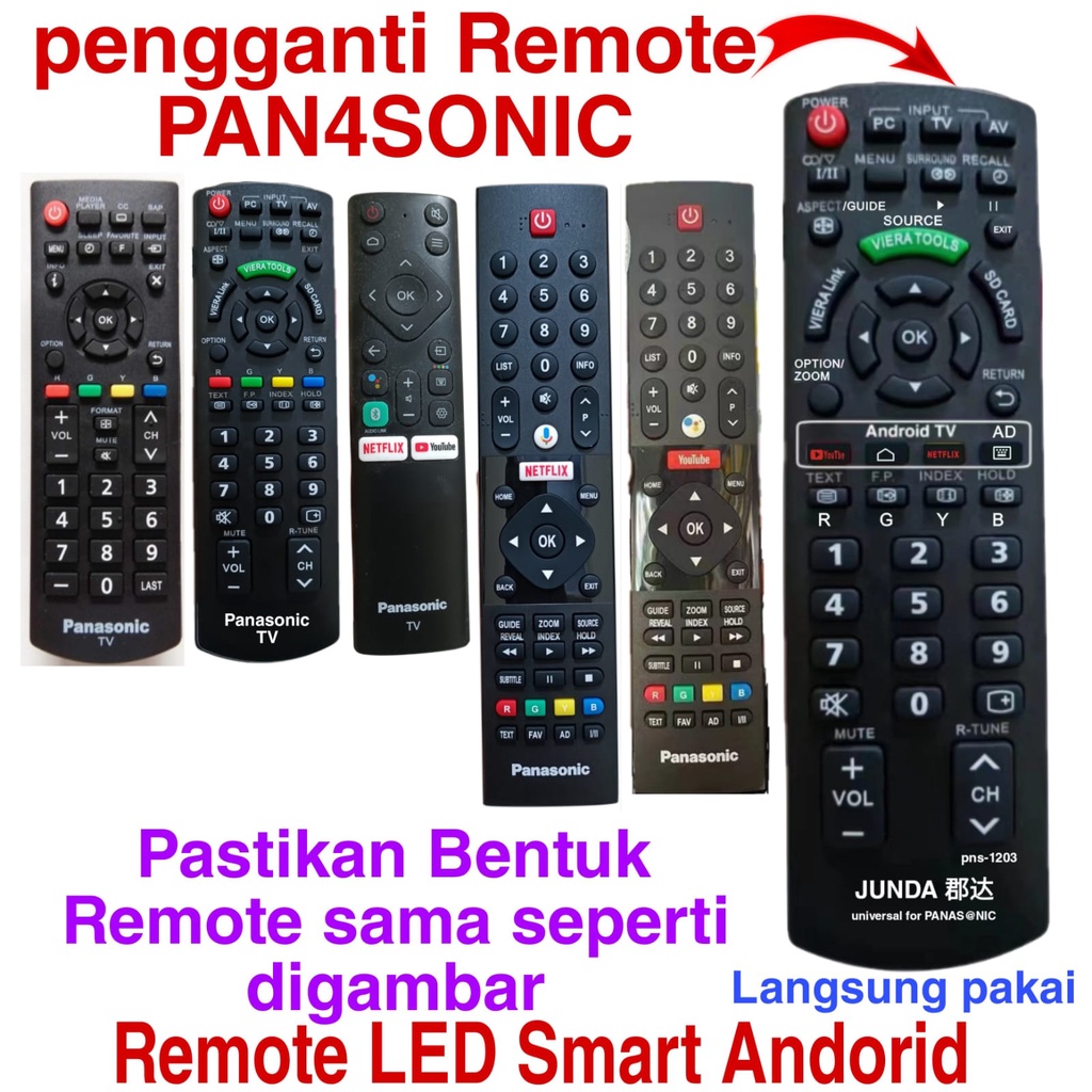 Jual REMOTE PANASONI VIERAA LED SMART TV ANDROID UNIVERSAL JUNDA PNS ...