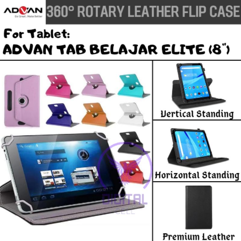 Jual ADVAN TAB 8 INCH TABLET BELAJAR ELITE 8" ROTARY CASE LEATHER FLIP ...