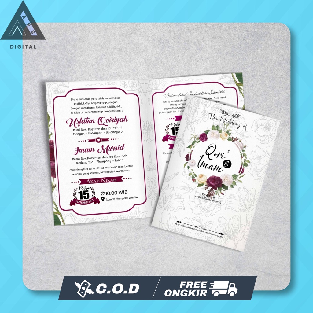 Jual Undangan Pernikahan Tema Desain Floral Elegan Modern Simple ...
