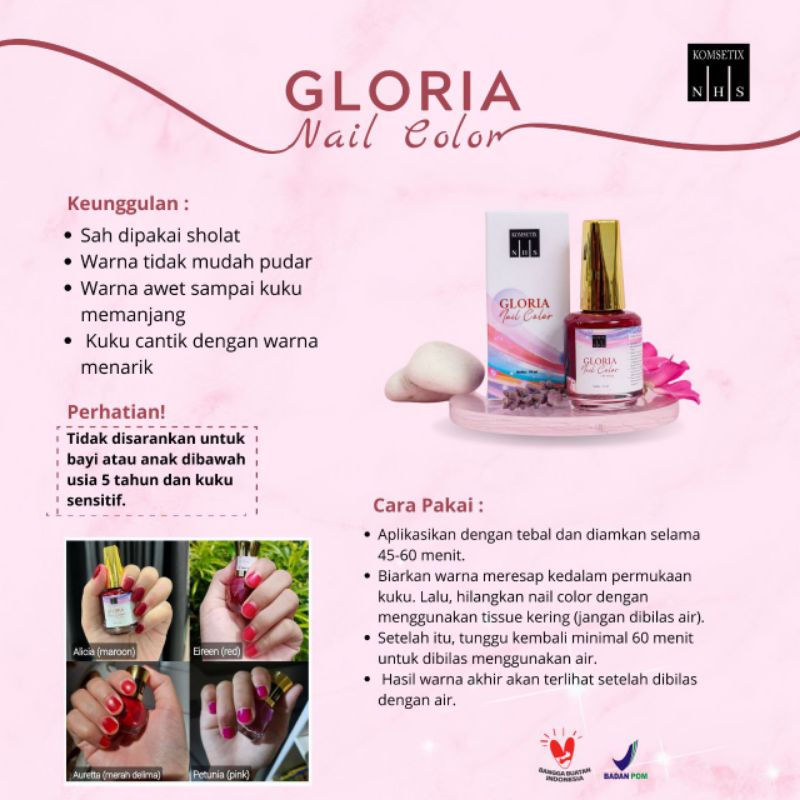 Jual Gloria Nail Color / Pewarna kuku / Cat Kuku halal sah solat ...