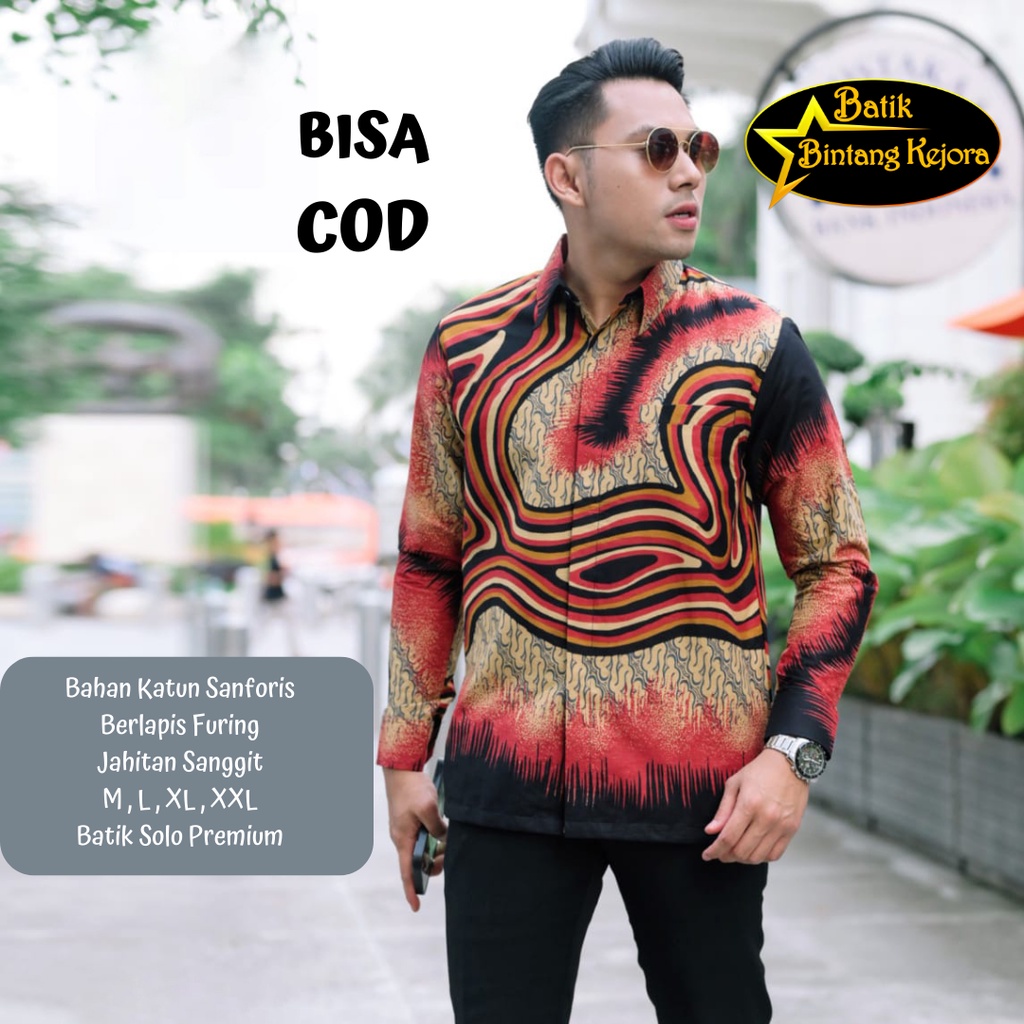 Jual Kemeja Batik Pria Lengan Panjang Lapis Furing Desain Kekinian ...
