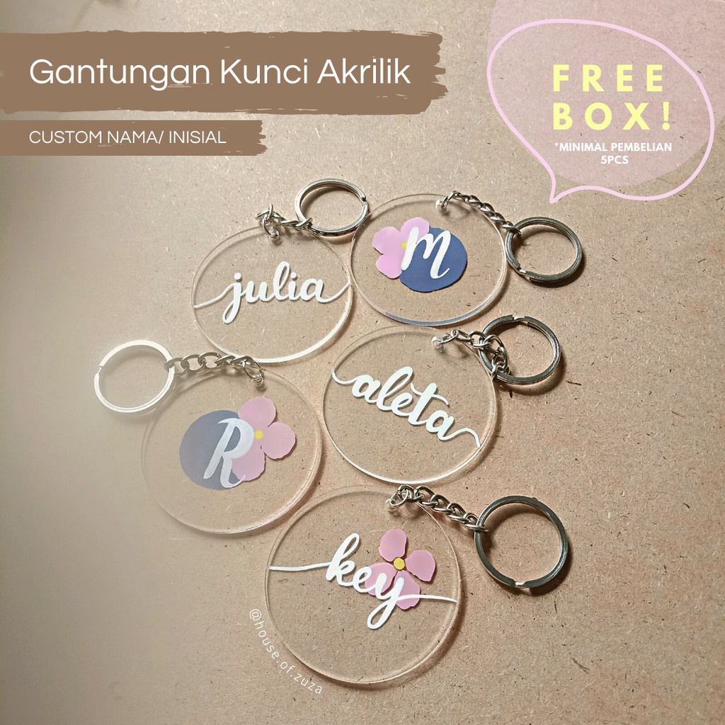 Jual GANTUNGAN KUNCI AKRILIK CUSTOM/ GANCI CUSTOM NAMA/ INISIAL ...