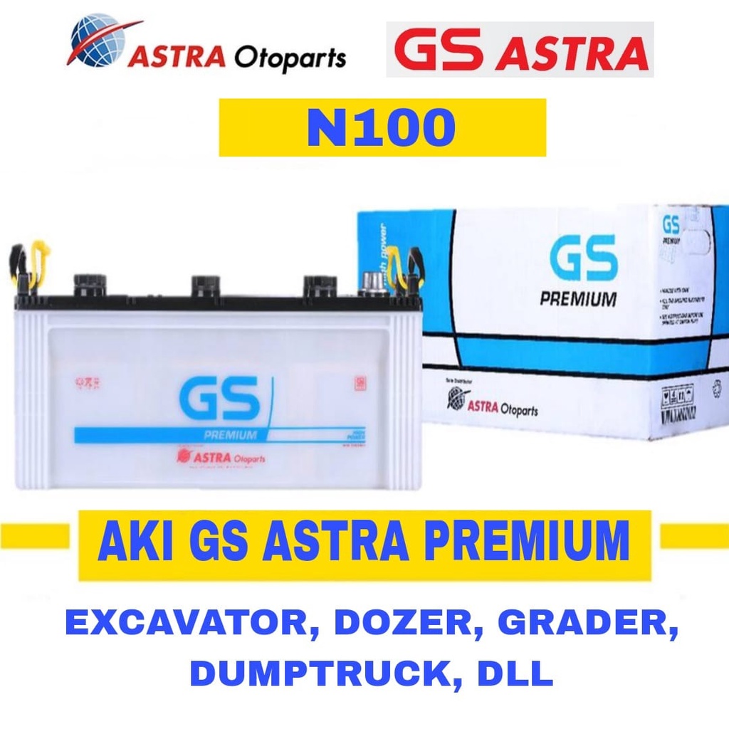 Jual AKI GS ASTRA Premium N100 untuk Komatsu Excavator, Dozer, Grader, Dump Truck, Genset dan ...