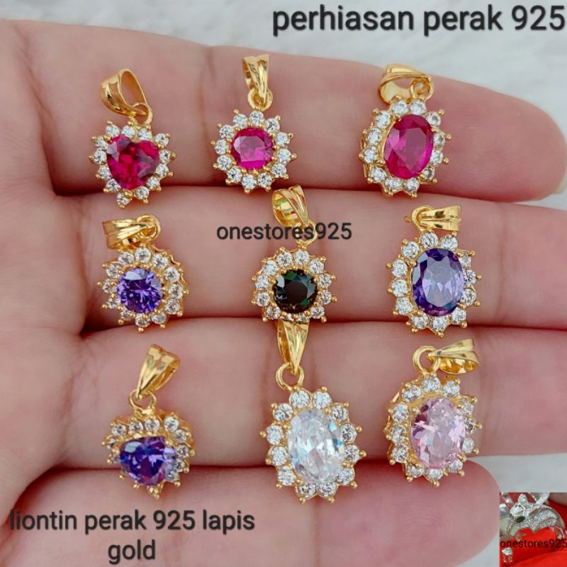 Jual Liontin Batu Merah Hitam Ungu Putih Perak 925 Silver Asli Lapis ...