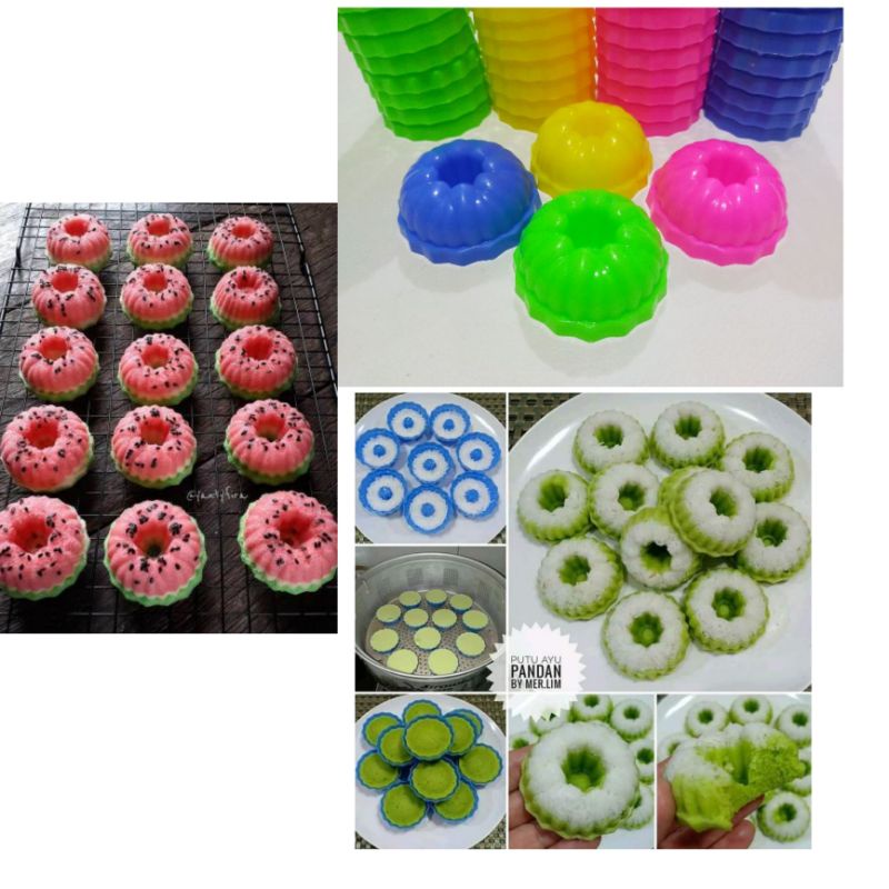 Jual 12 Biji Cetakan Putu Ayu Bolu Kukus Apem Plastik Bulat Ulir ...