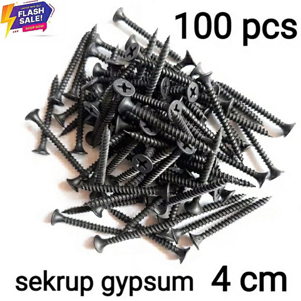 Jual 100pcs skrup gypsum 4cm sekrup gipsum 11/2" sekrup hitam 6 x 11/2" Baut Sekrup Gypsum Hitam ...