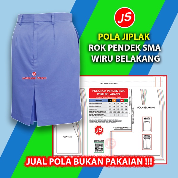 Jual Pola Jiplak Rok Pendek SMA Wiru Belakang [ Pola Baju Jamblang ...