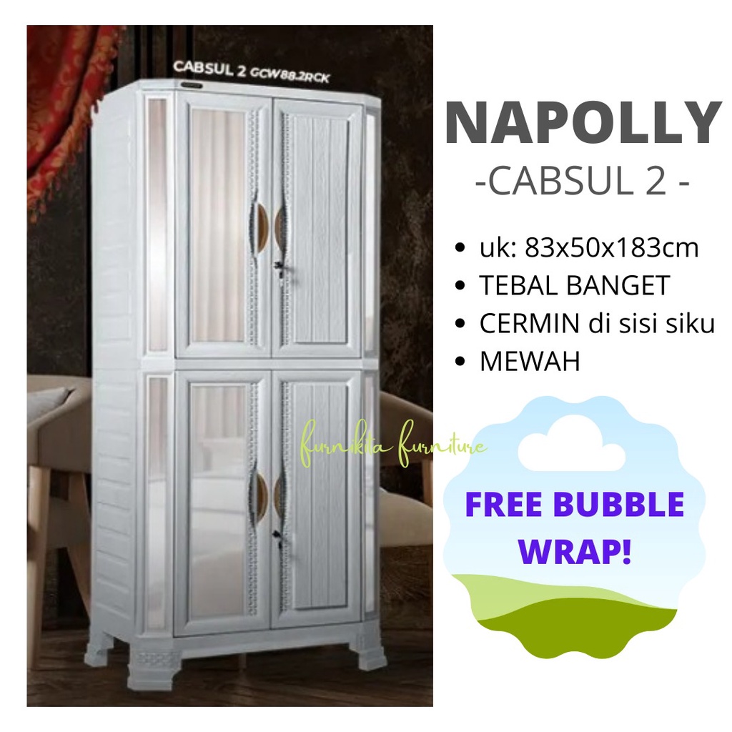 Jual LEMARI PLASTIK NAPOLLY CABINET SULTAN 2 PINTU GANTUNGAN CERMIN ...