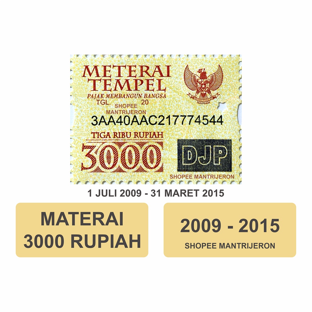 Jual Materai 3000 Tahun 2009-2015 Meterai Tempel 3 Ribu 3.000 Tiga Ribu Rupiah Lama Kuno Jadul ...