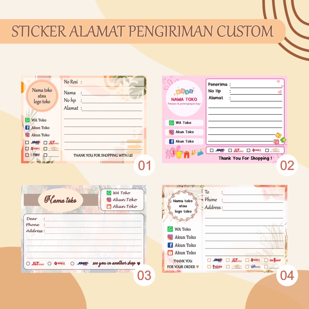 Jual Sticker alamat pengiriman olshop custom / label alamat pengiriman ...