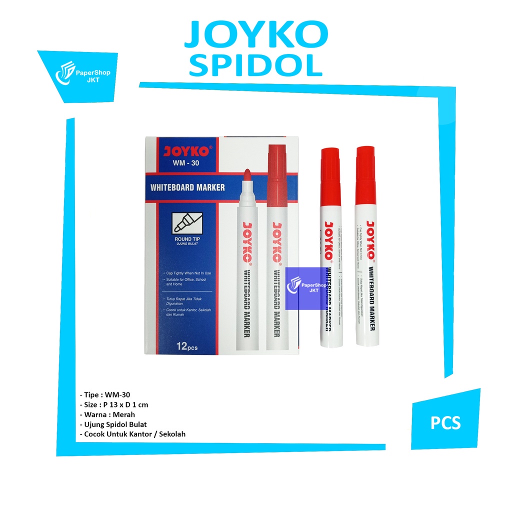 Jual JOYKO - Whiteboard Marker - Spidol Papan Tulis Putih WM-30 Merah ...