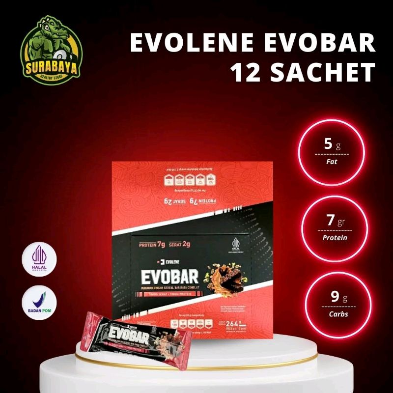 Jual Evolene Evobar 12 Sachet 1 Box Evo Whey Protein Bar Plus Fat ...