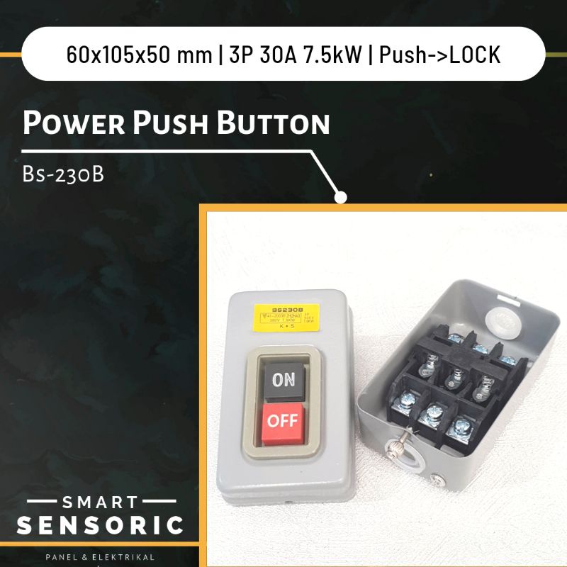 Jual 30A 7.5kw 3phase BS-230 Power Push Button Tombol On-Off BS230b ...
