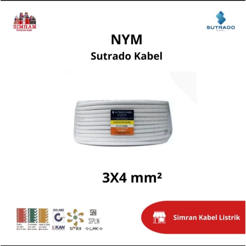 Jual Kabel Listrik NYM 3x4 SUTRADO KABEL @50 Meter | Shopee Indonesia