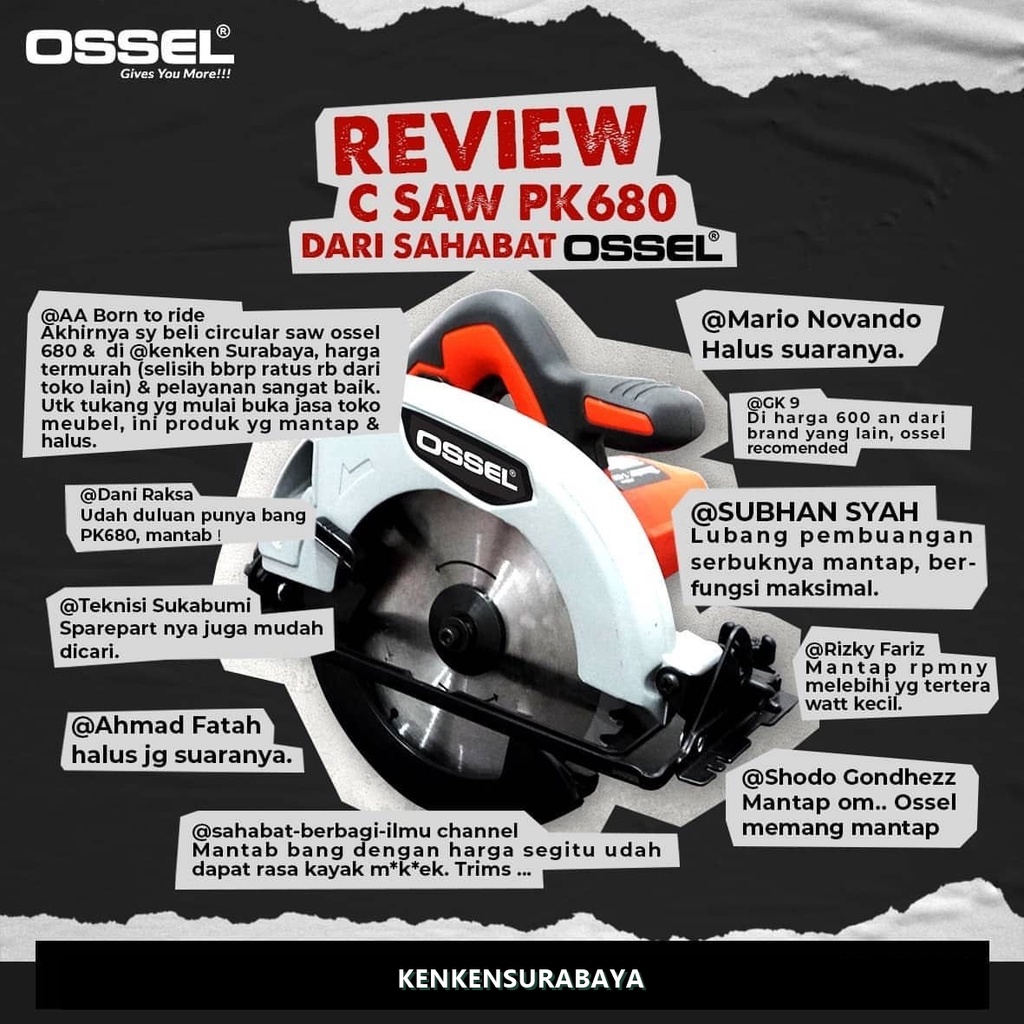 Jual OSSEL Circular Saw 7" PK680 OSSEL Mesin Potong Kayu Circullar Saw ...