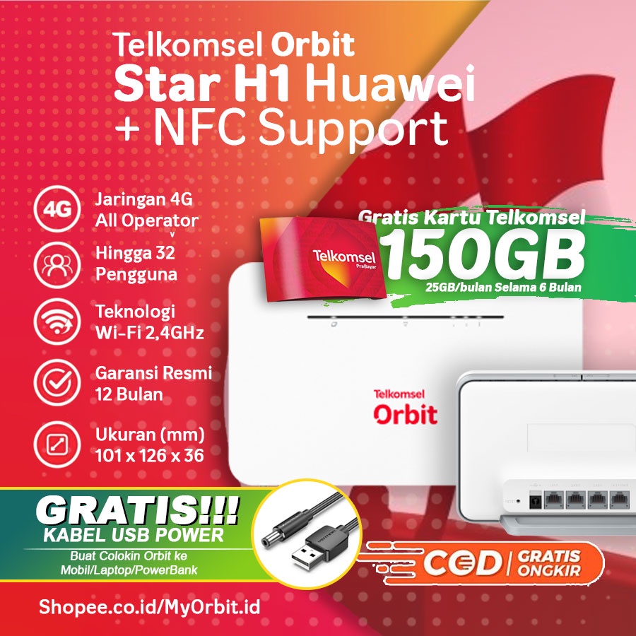 Jual Modem Orbit Star H1 & A1 GRATIS KUOTA 150GB Telkomsel | Wifi ...