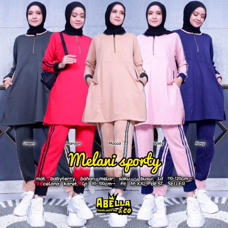 Jual Melani Setelan Baju Olahraga Muslimah Gowes Senam Jogging Training ...