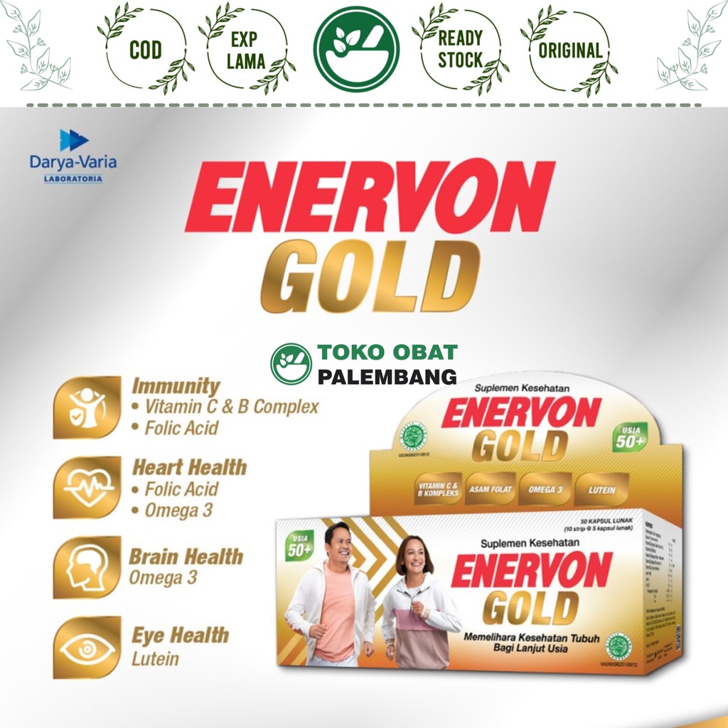 Jual 1 BOX ENERVON GOLD ISI 50 KAPSUL 10 STRIP ENERVON C GOLD LUTEIN ...
