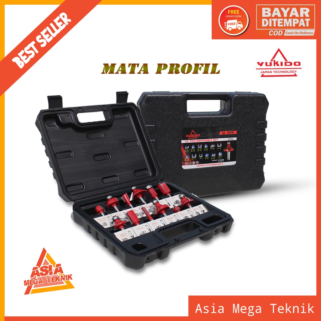 Jual Mata Router Bit Trimmer Kayu Set 12 Pcs YUKIDO / Mata Profil ...