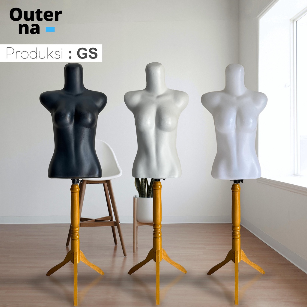 Jual Manekin Patung Baju Wanita Body Lurus hitam butek bening Set ...