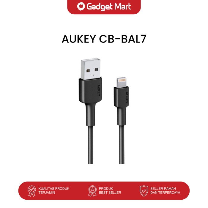 Jual Kabel Charger IP AUKEY CB-BAL7 0.9m MFi Lightning | Shopee Indonesia