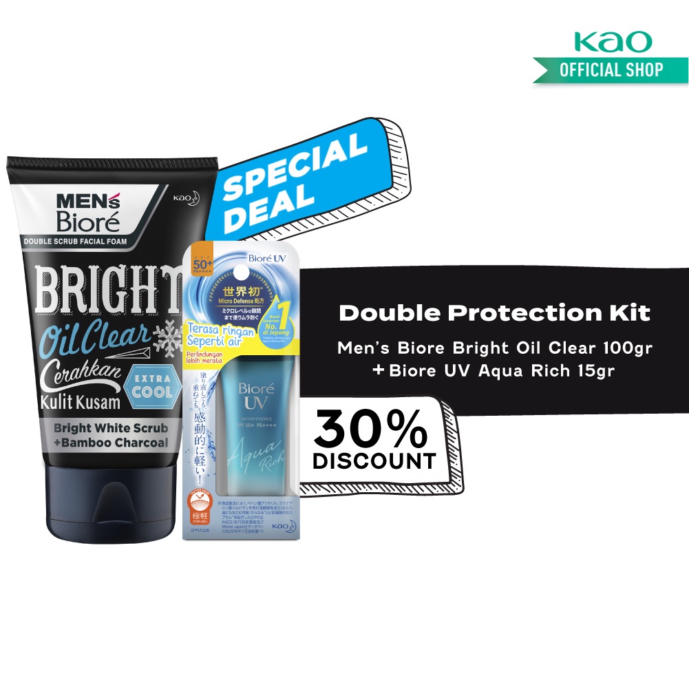 Jual [Double Protection Kit] Men's Biore Sabun Wajah Pria Bright Oil ...