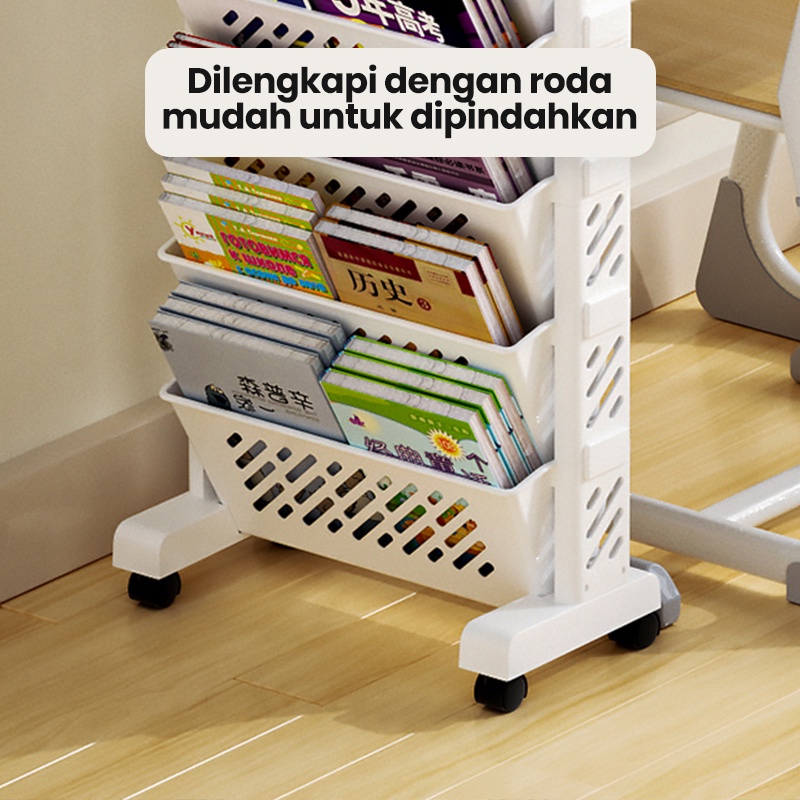 Jual MUZY Rak Buku Roda Rak Serbaguna Rak Penyimpanan Buku Portable Rak ...