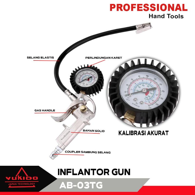 Jual alat isi angin ban motor dan mobil Yukido tire inflating gun / inflator gun isi angin ban ...