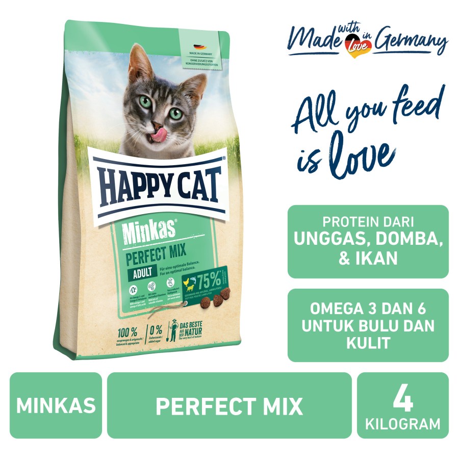 Jual Happy Cat Minkas Perfect Mix 4kg - Makanan Kucing Dewasa Happy Cat ...