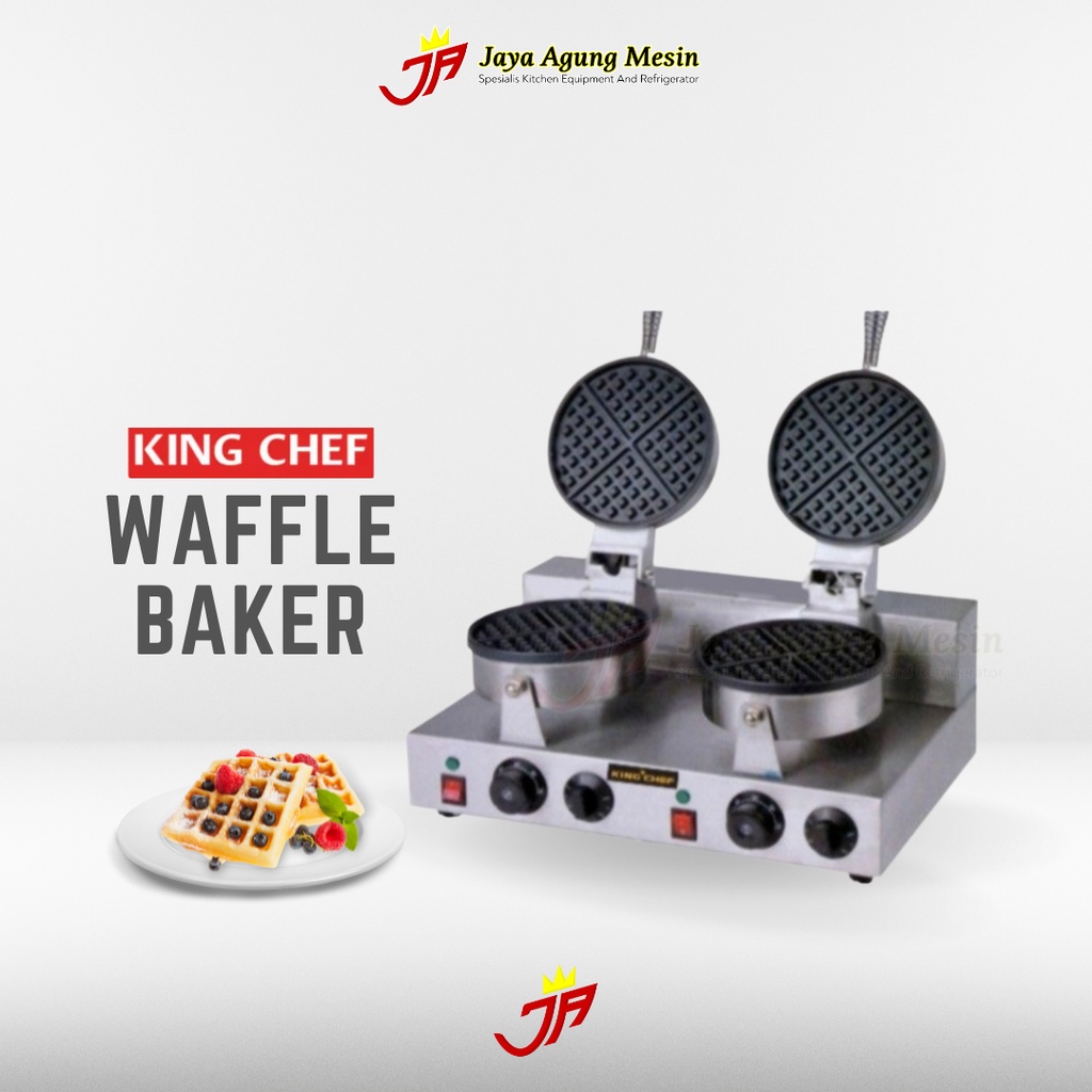 Jual King chef waffle maker cetakan waffle bulat elektrik cetakan kue ...