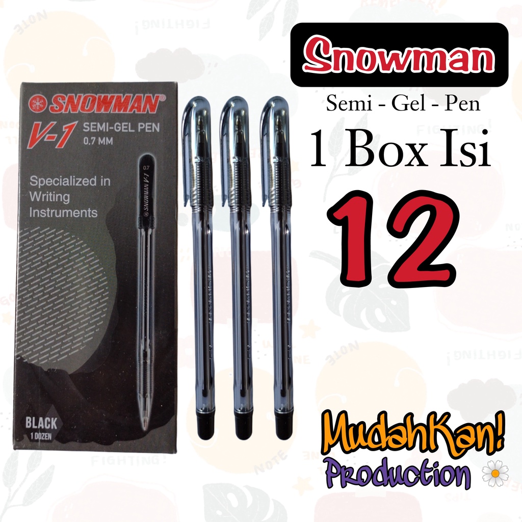 Jual SNOWMAN V-1 HITAM [ 1 BOX ISI 12] dan [ 1 BOX ISI 6 ] pulpen ...